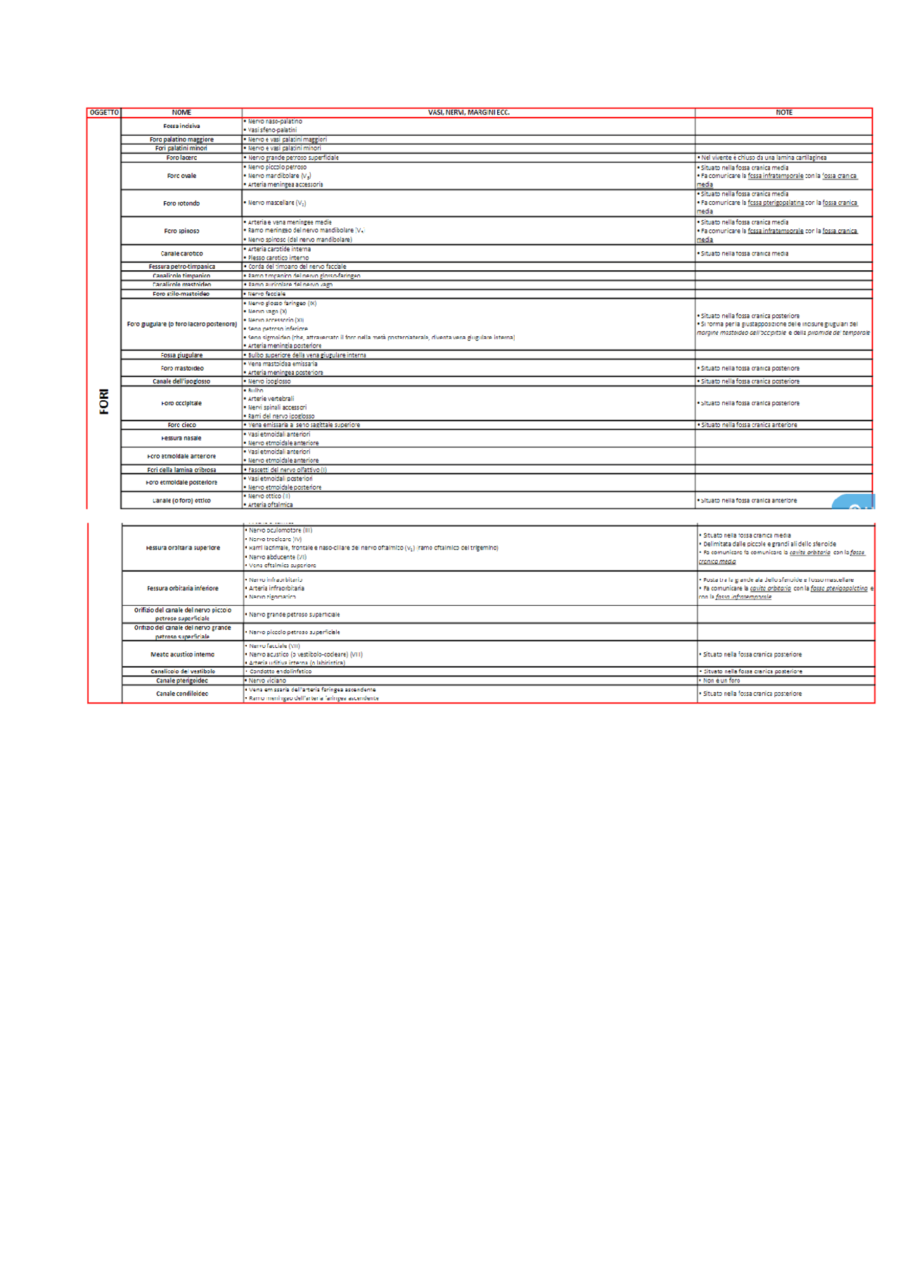 Anatomia Fosse Craniche Docsity