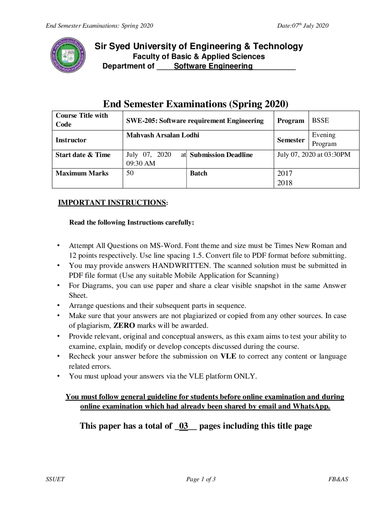 Software Requirement Speicifaction Paperr Docsity