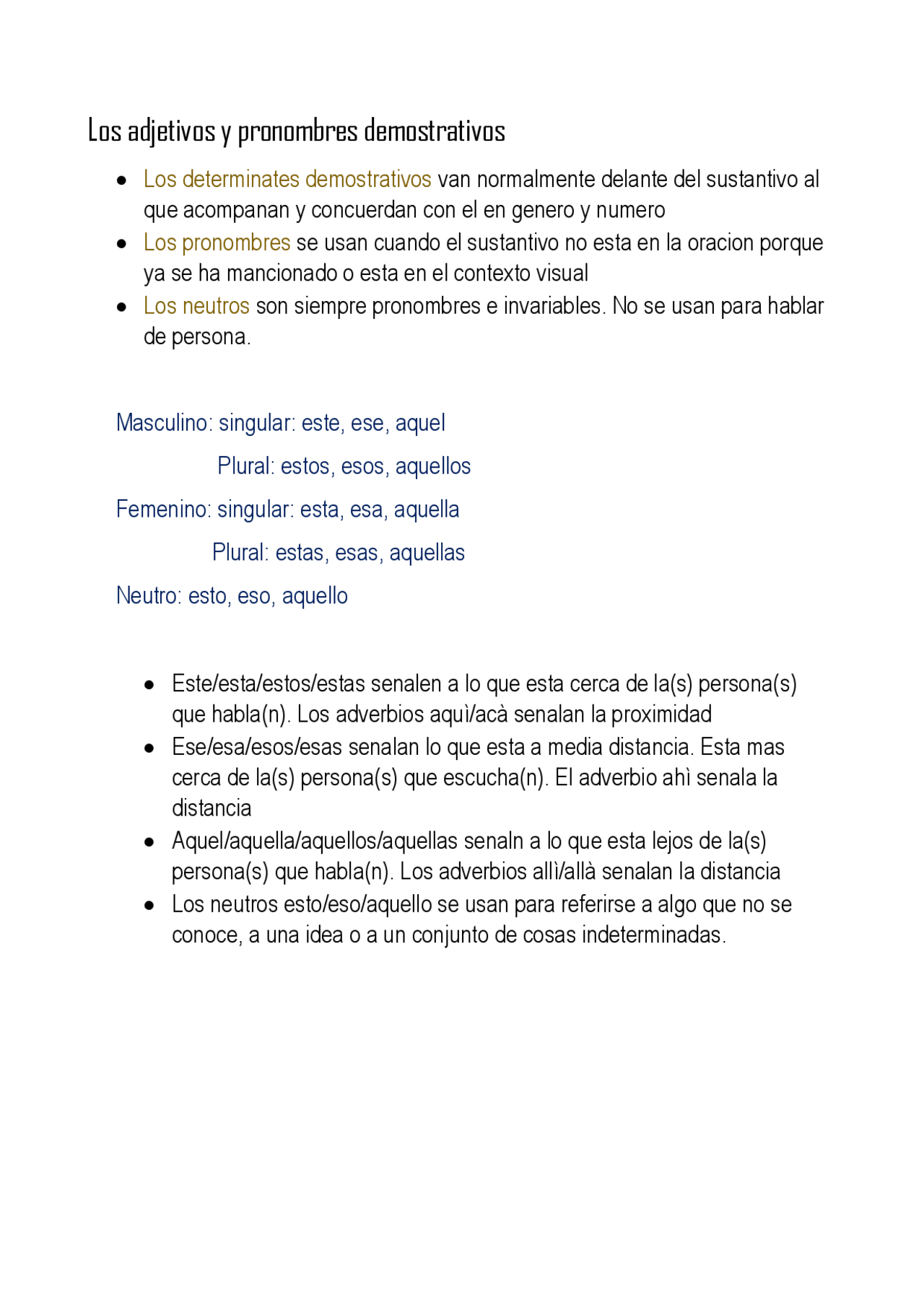 Los adjetivos y pronombres demostrativos | Slide di Lingua Spagnola ...