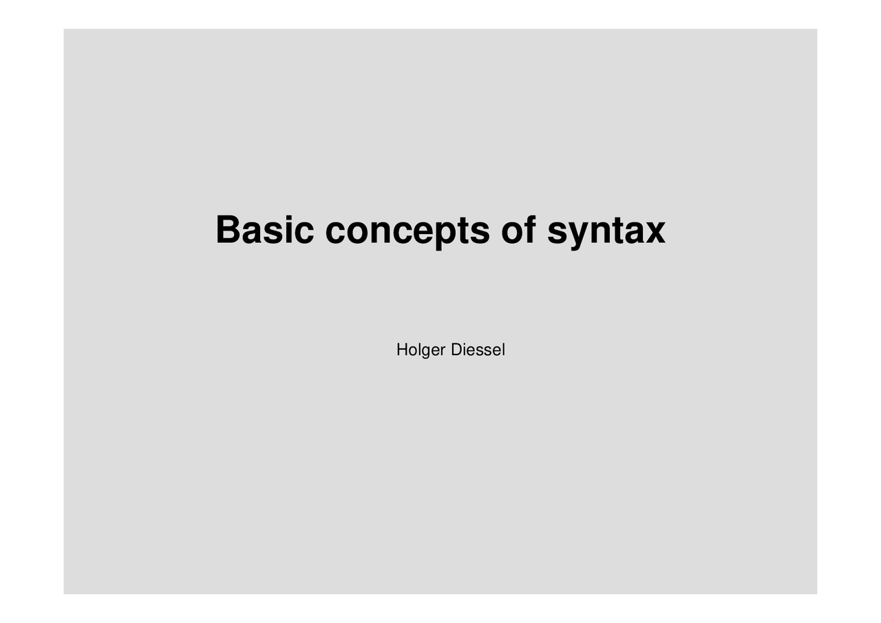Basic Concepts Of Syntax Introduction To Linguistics Morphosyntax