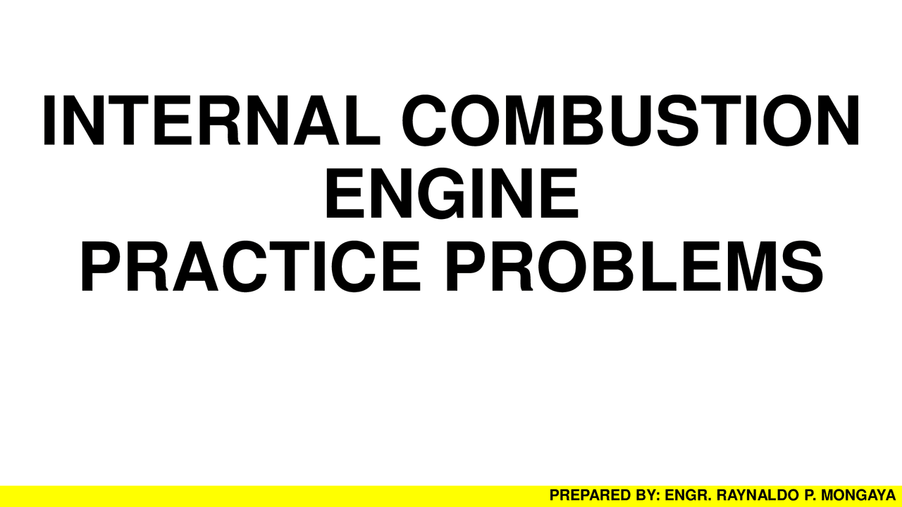 INTERNAL COMBUSTION ENGINE PRACTICE PROBLEMS | Exercises Thermodynamics ...