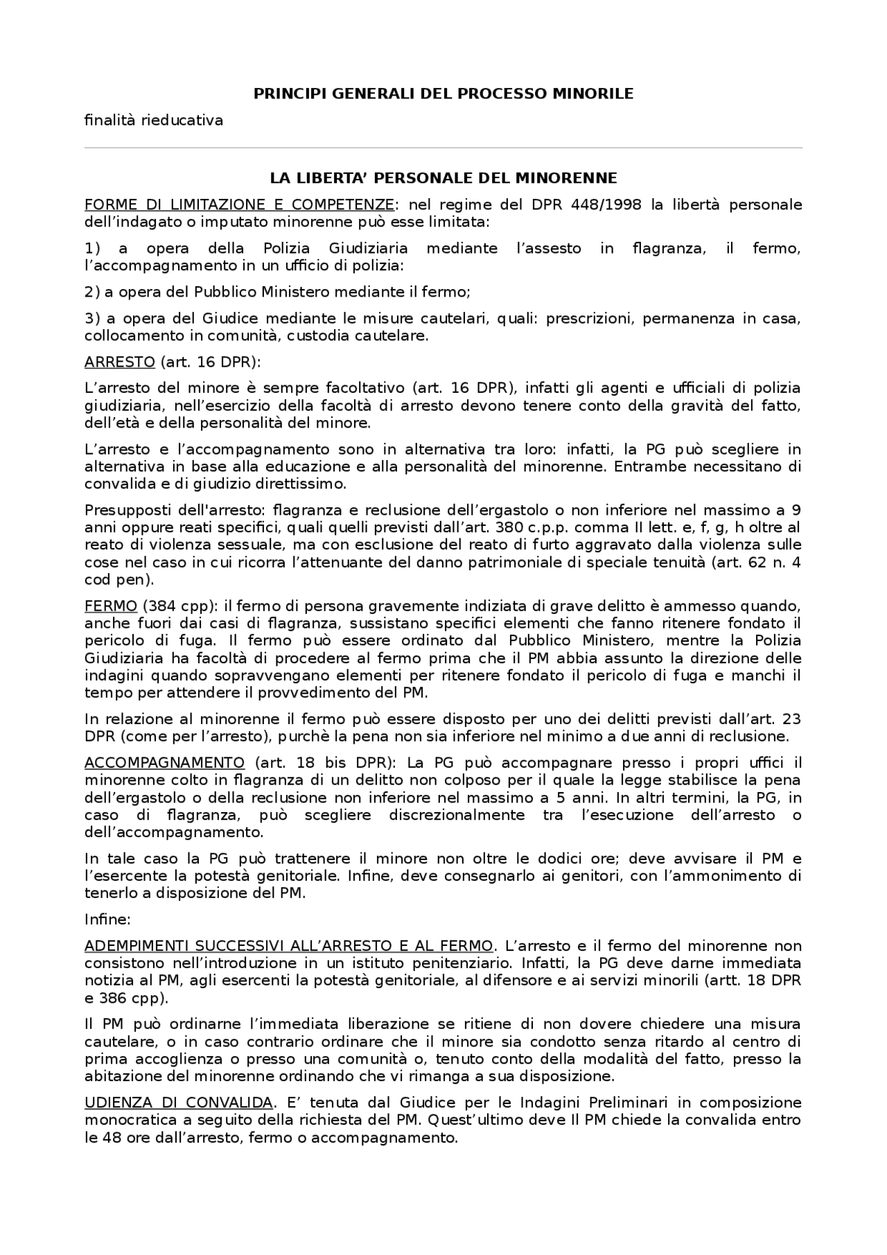 Procedura Penale Minorile Docsity