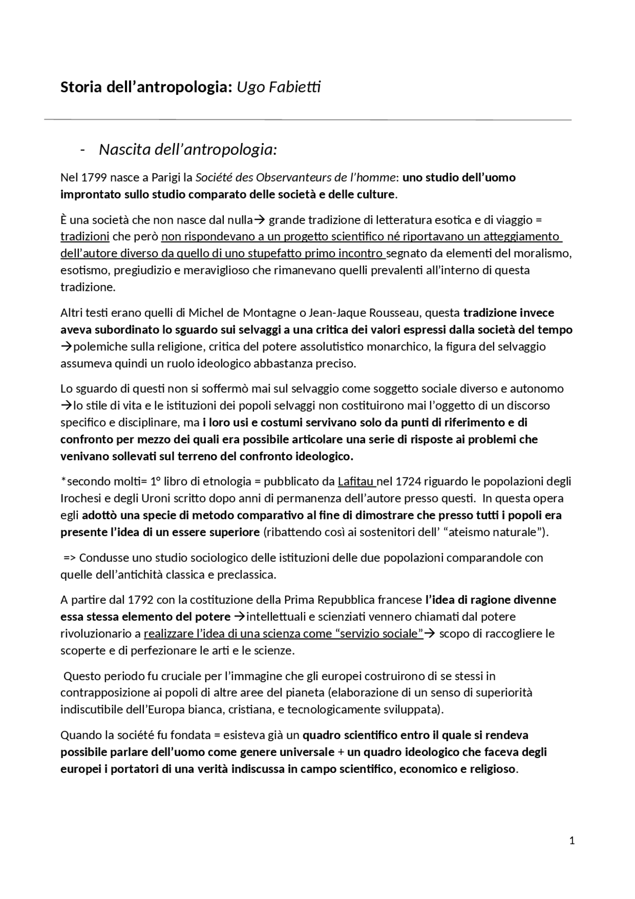Storia Dellantropologia Ugo Fabietti Docsity