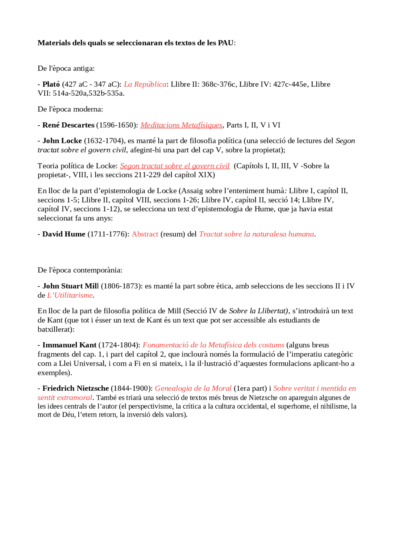 Lectures Filosofia Segon De Batxillerat Docsity