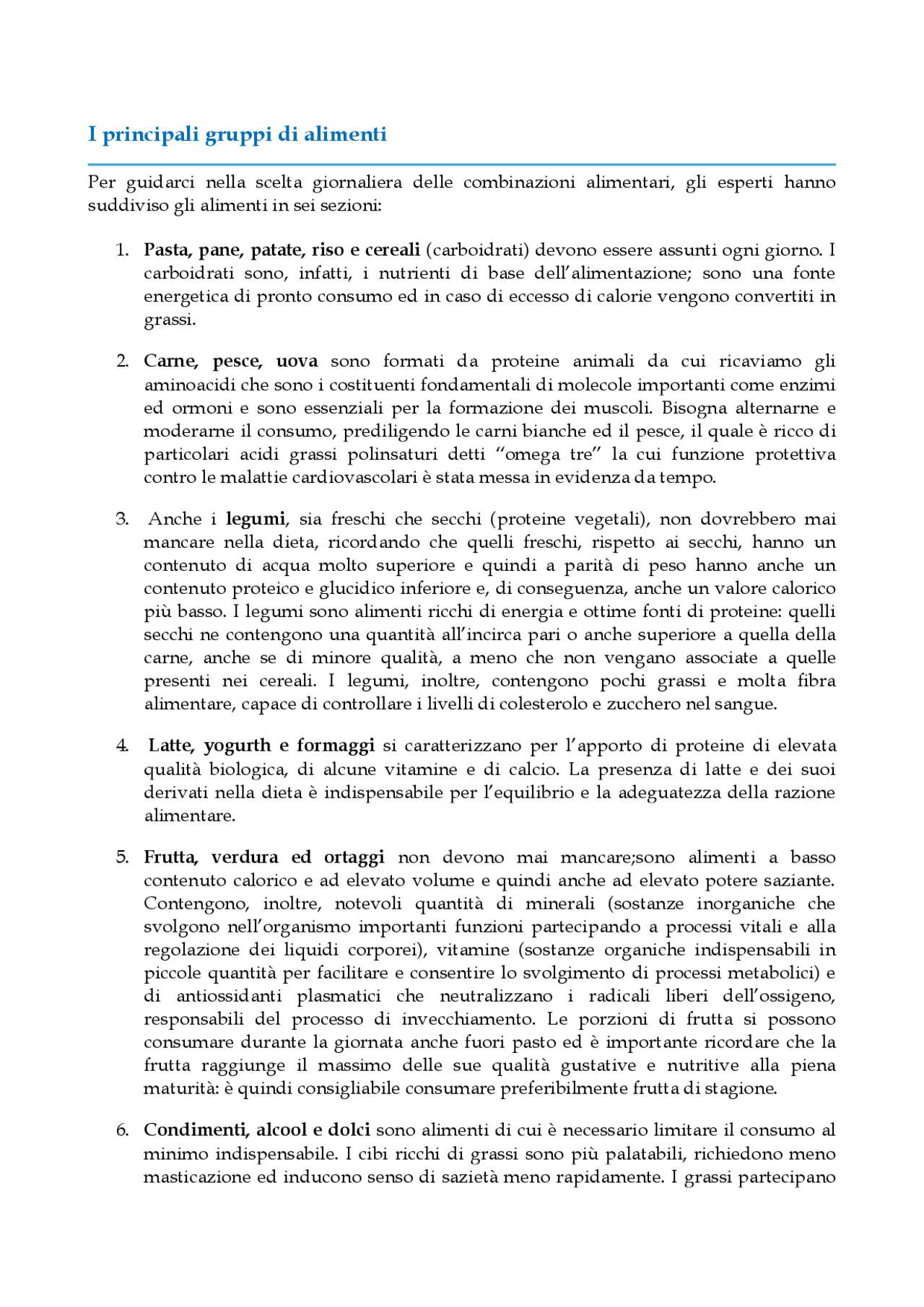 I Principali Gruppi Di Alimenti Docsity