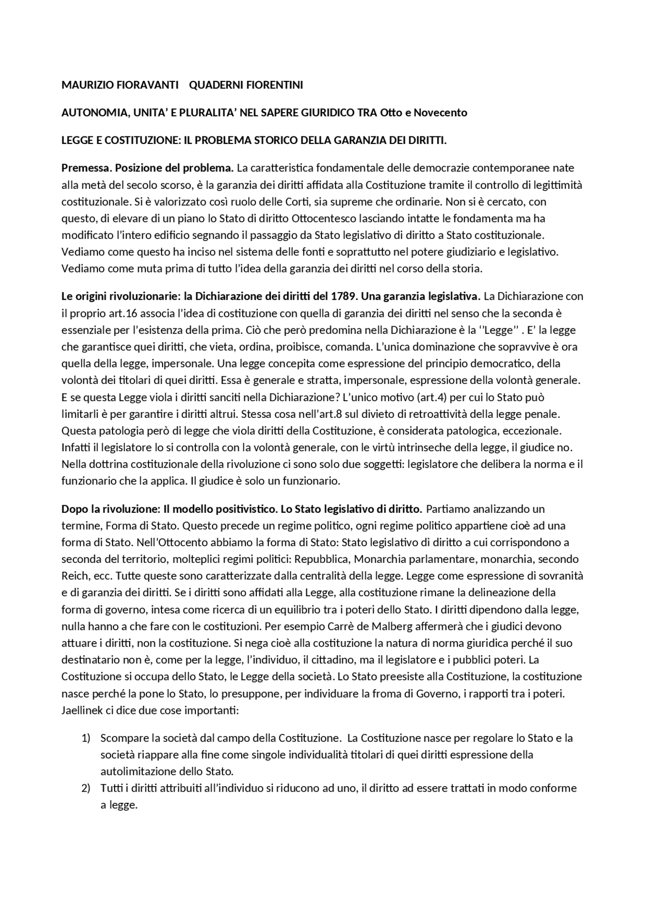 Maurizio Fioravanti Quaderni Fiorentini Docsity