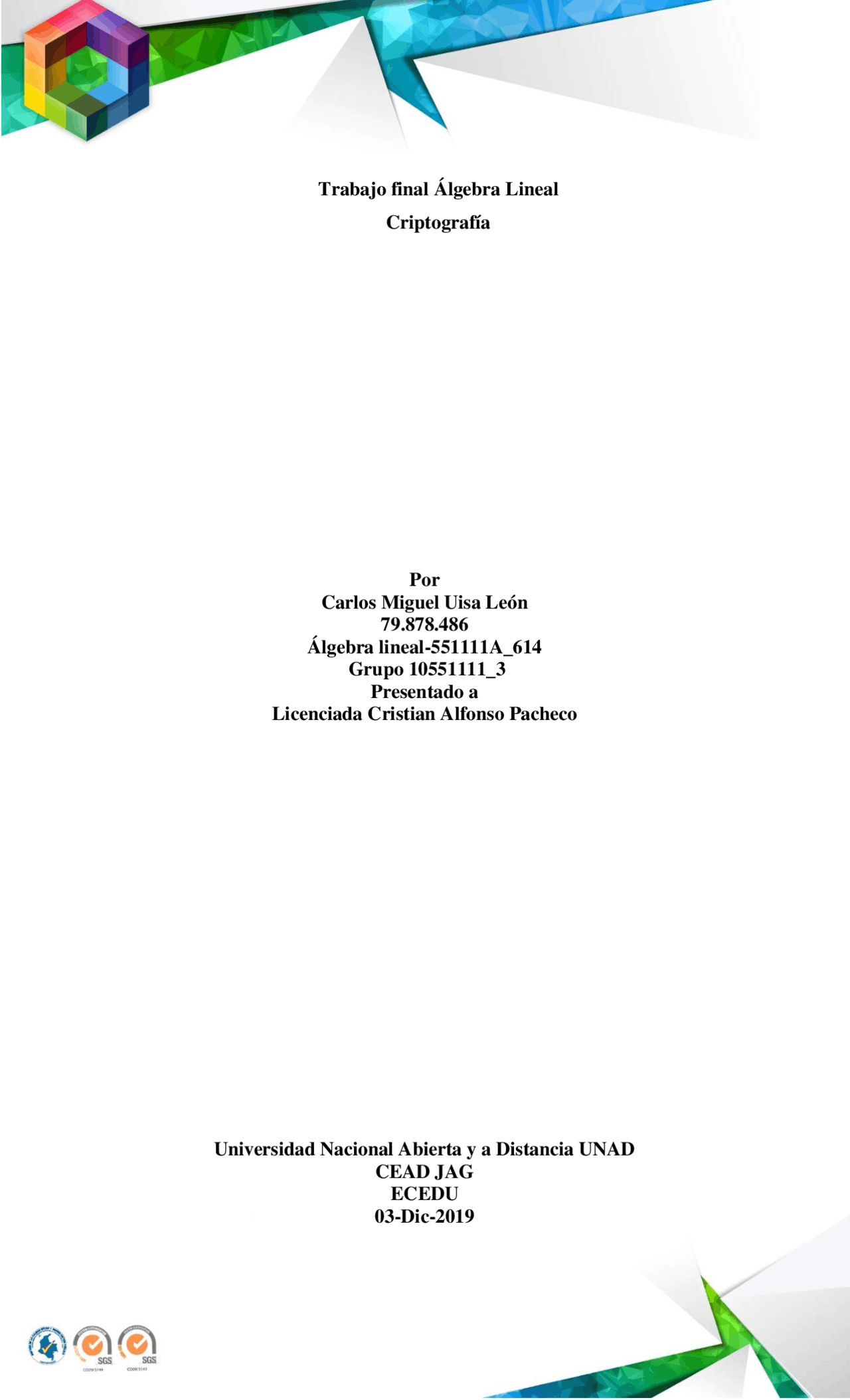 Criptografia, proyecto final - Docsity