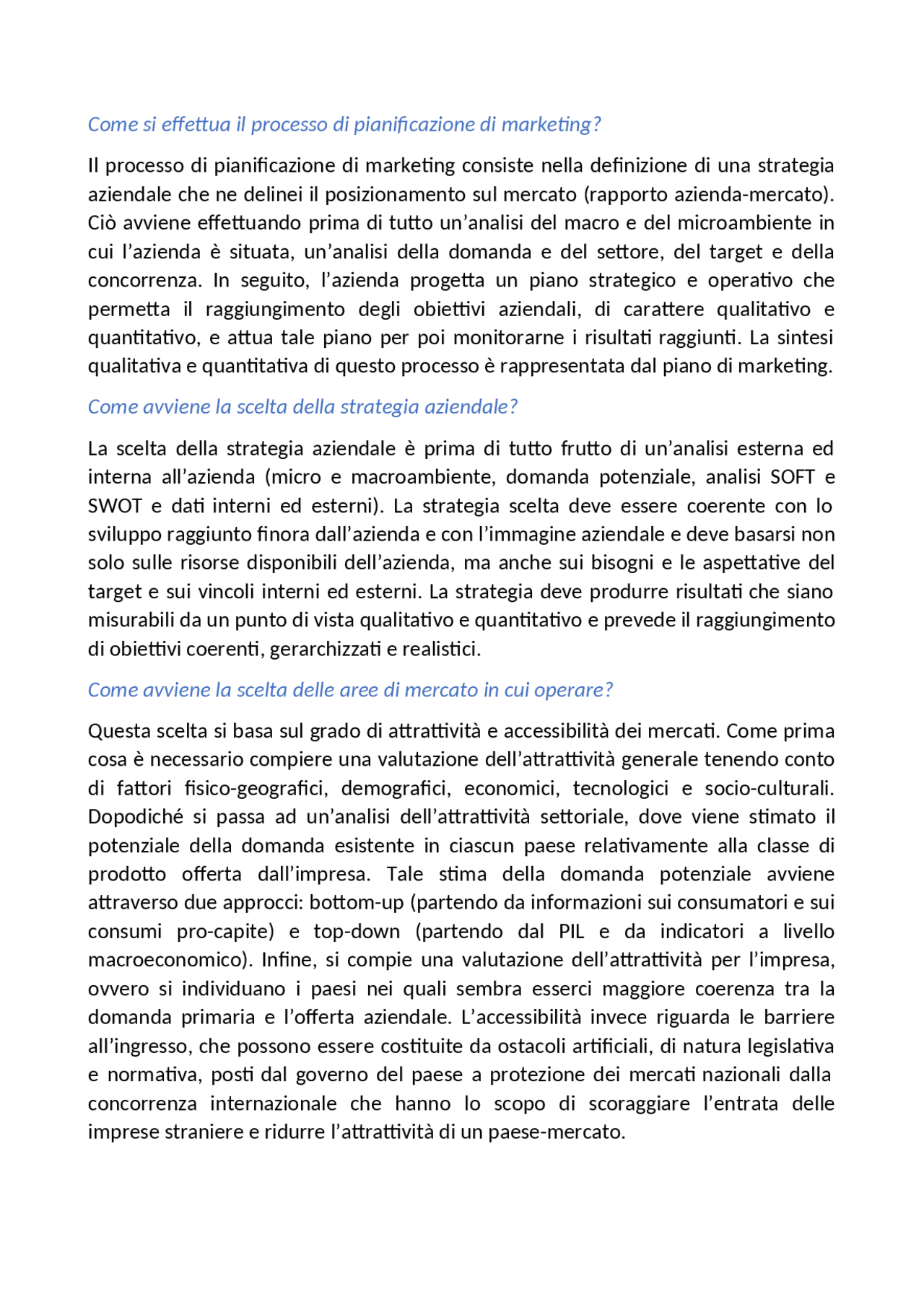 Marketing Internazionale Domande E Risposte Docsity