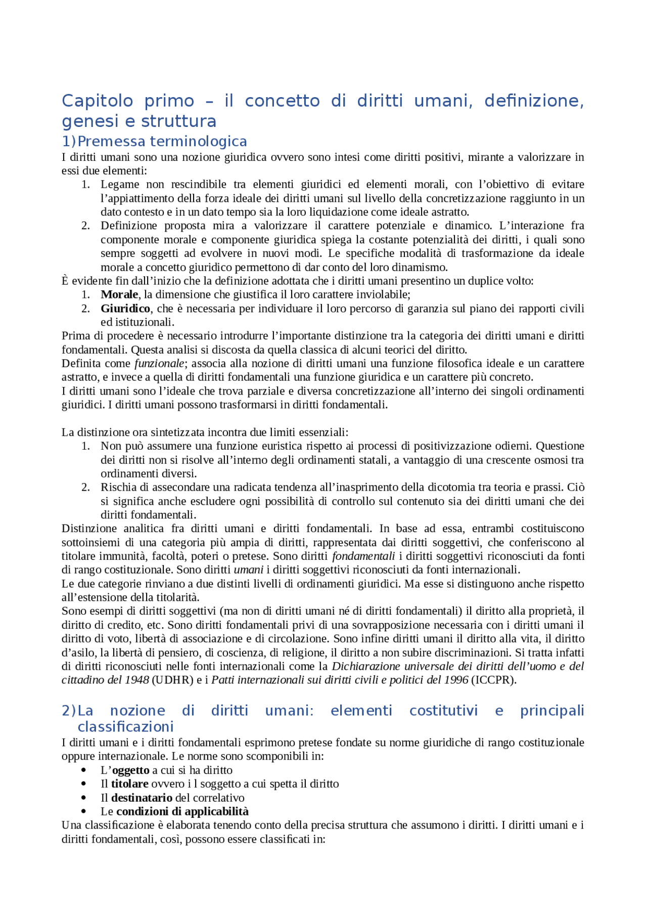 Domande E Risposte Integrate Diritti Umani Pariotti Docsity