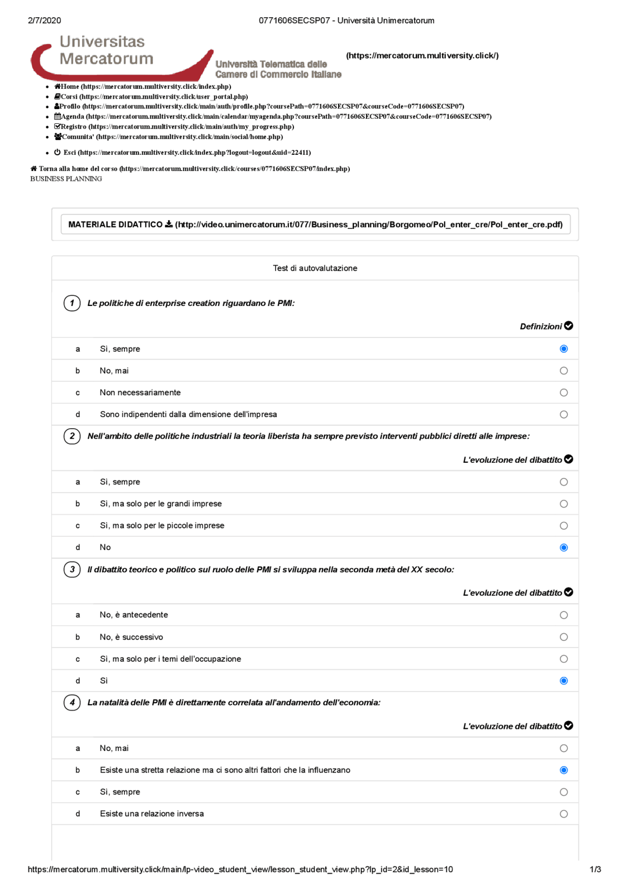 Banca Dati Test Autovalutazione Docsity