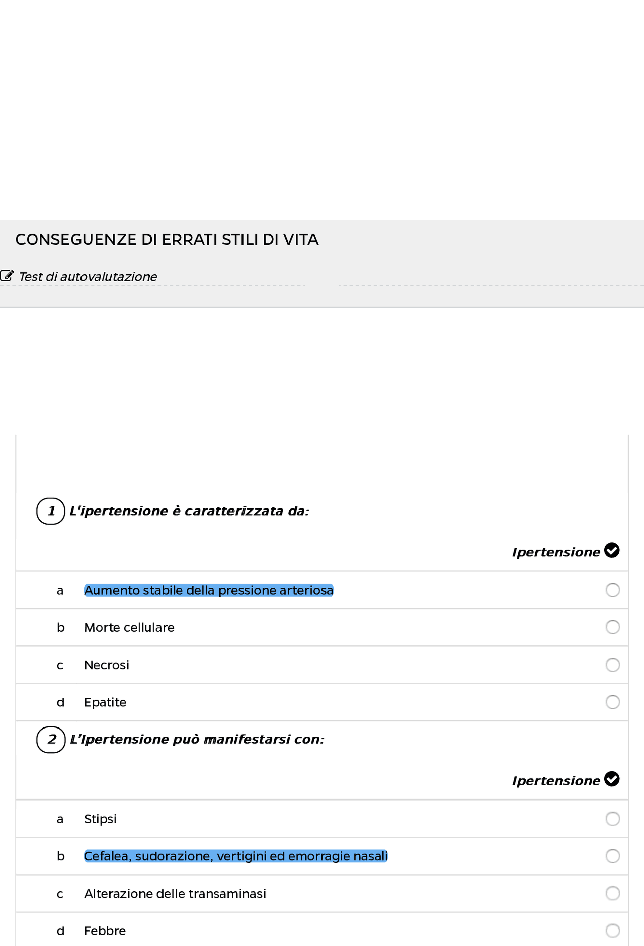 Conseguenze di errati stili di vita - Docsity