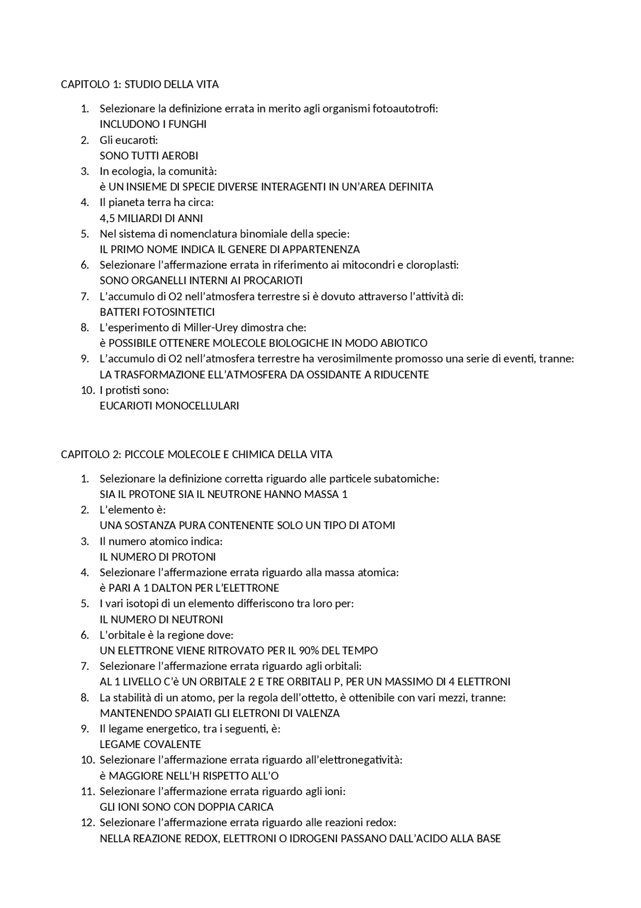 Risposte domande Biologia applicata - Docsity