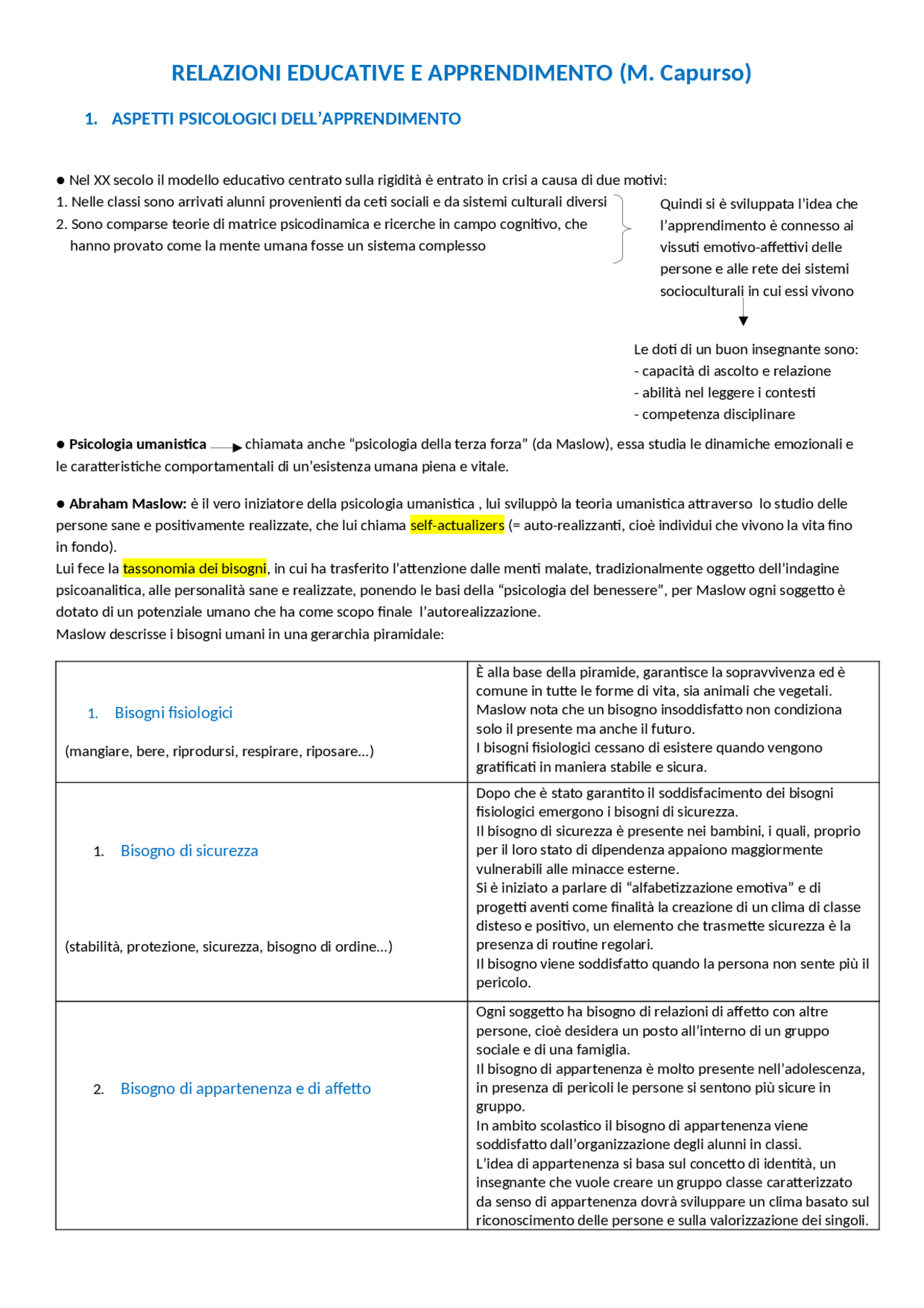 Relazioni Educative E Apprendimento Di Michela Capurso Docsity