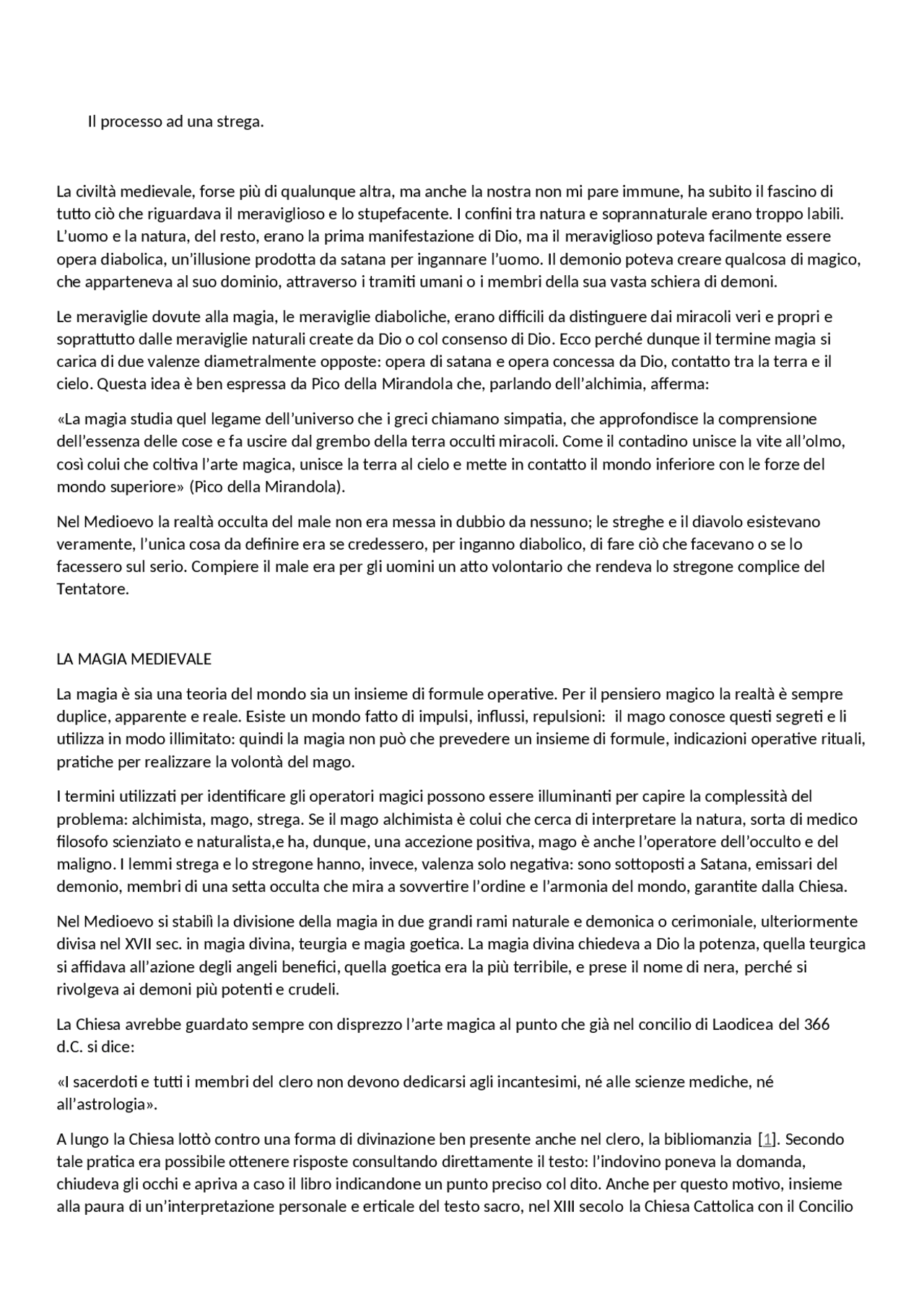Processo A Una Strega Docsity