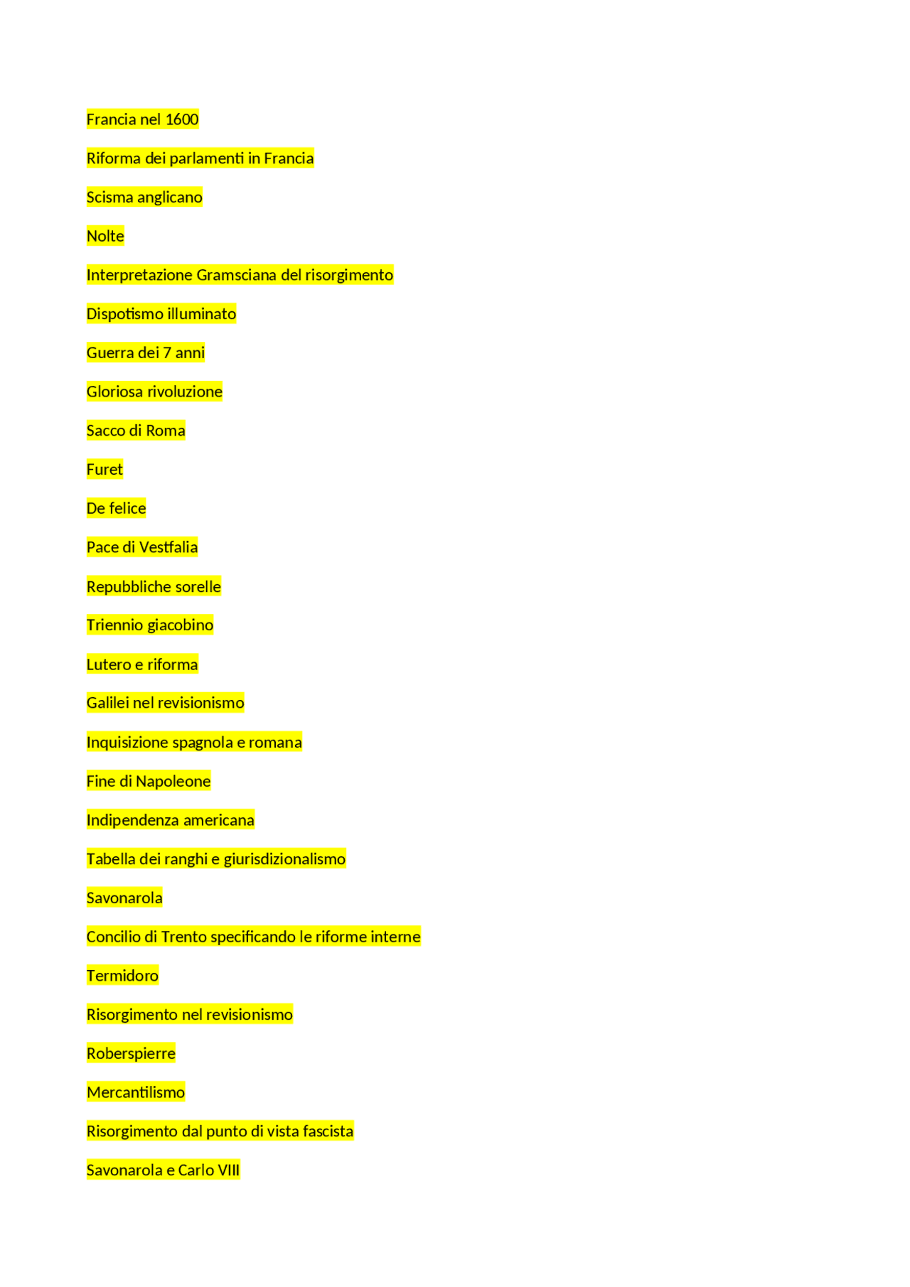 Domande Dellesame Di Storia Moderna Docsity