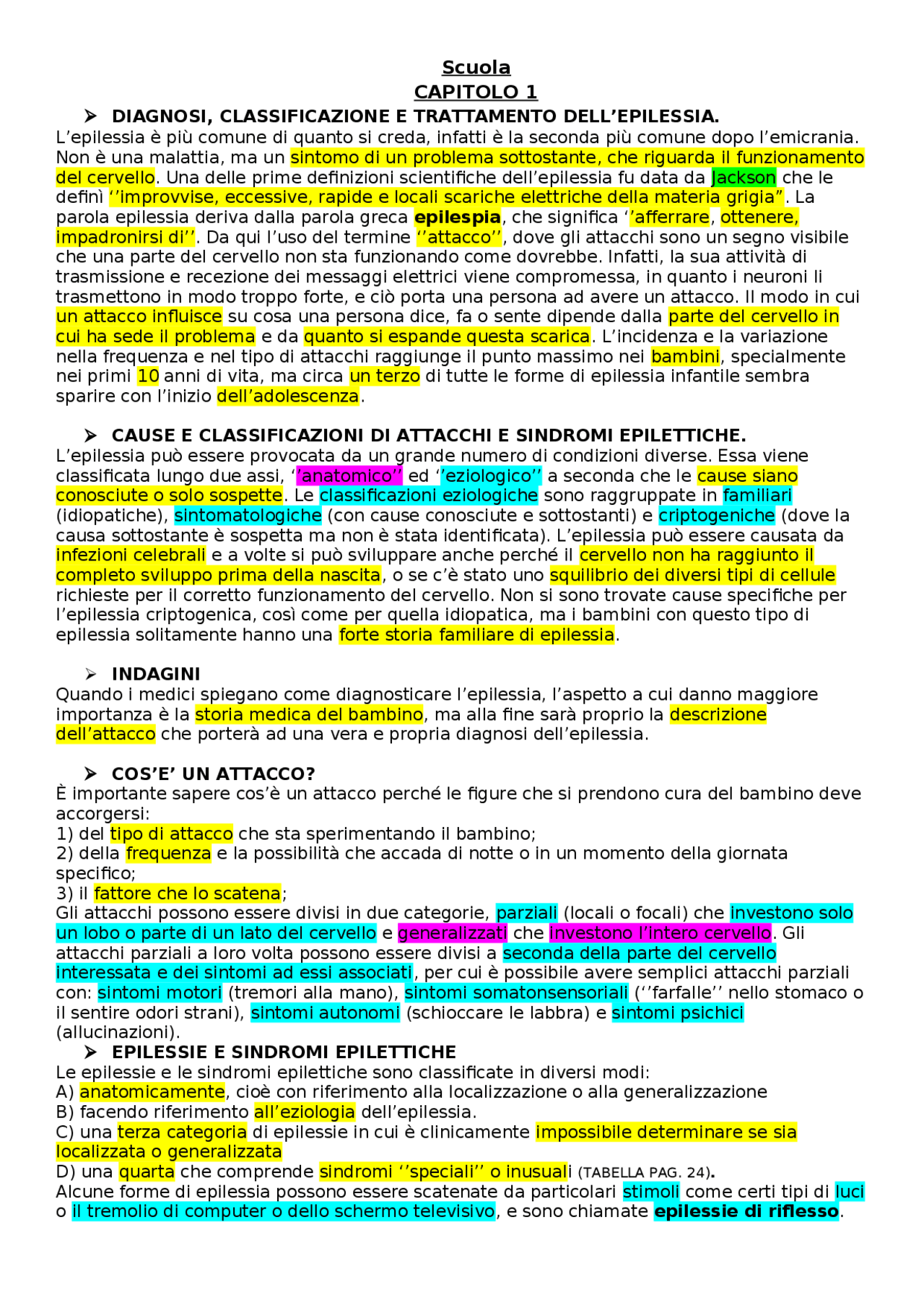 Epilessia una guida operativa | Sintesi del corso di Pedagogia | Docsity