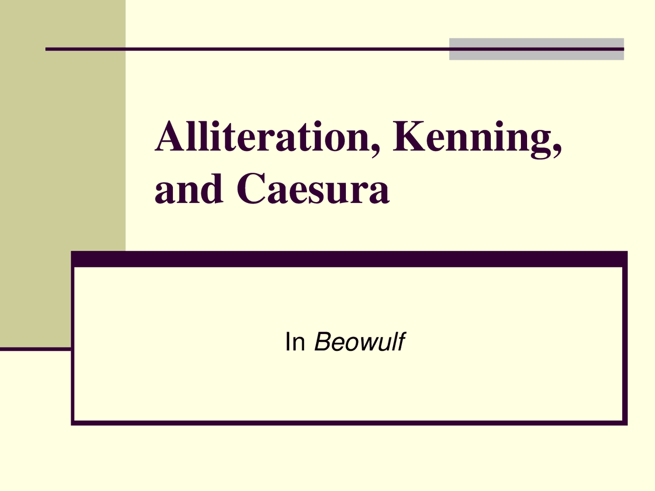 Alliteration kenning and caesura - Docsity
