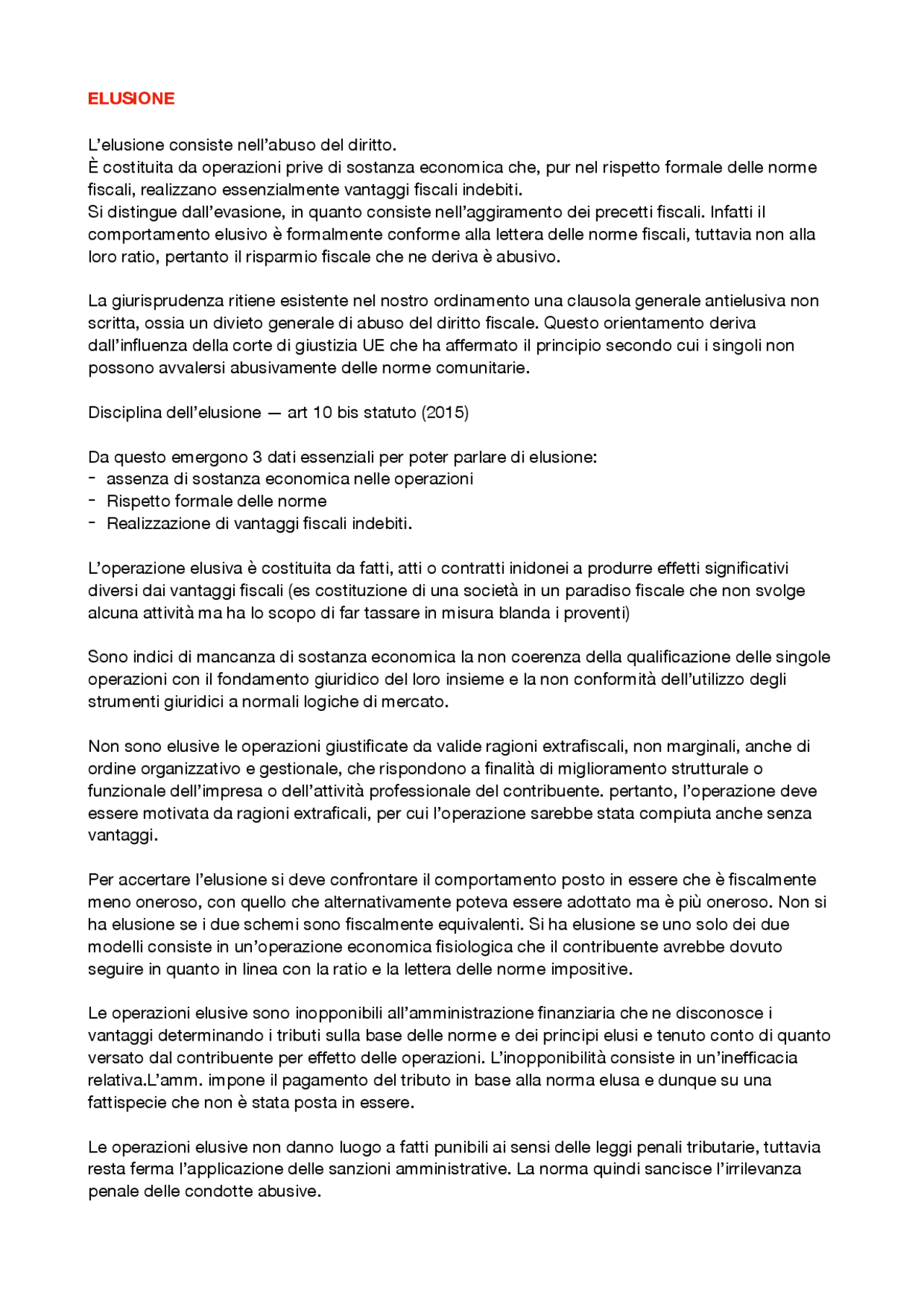 Elusione Cap 11 Tesauro Docsity