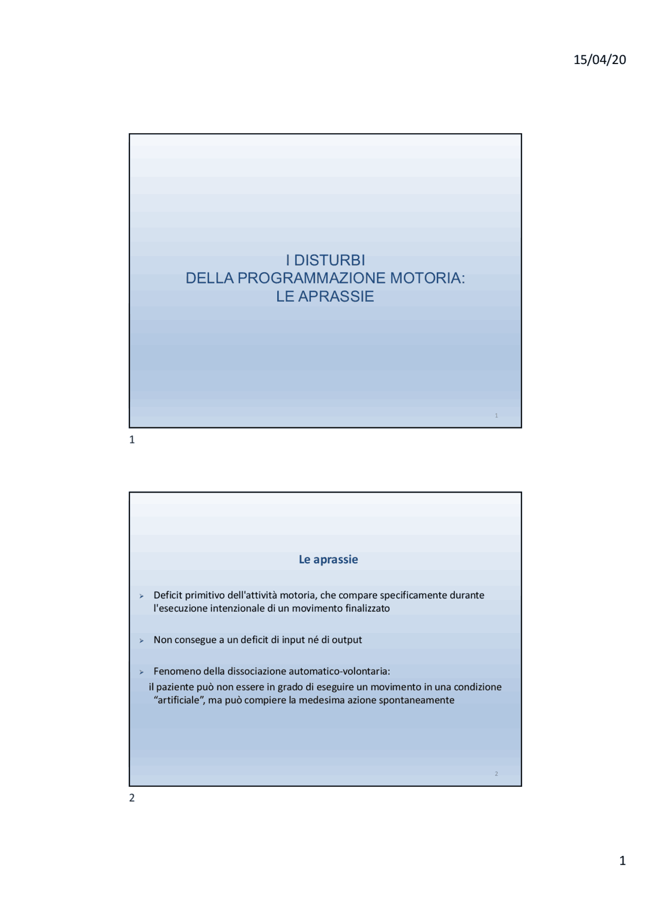 Le Aprassie E I Disturbi Psichiatrici Docsity