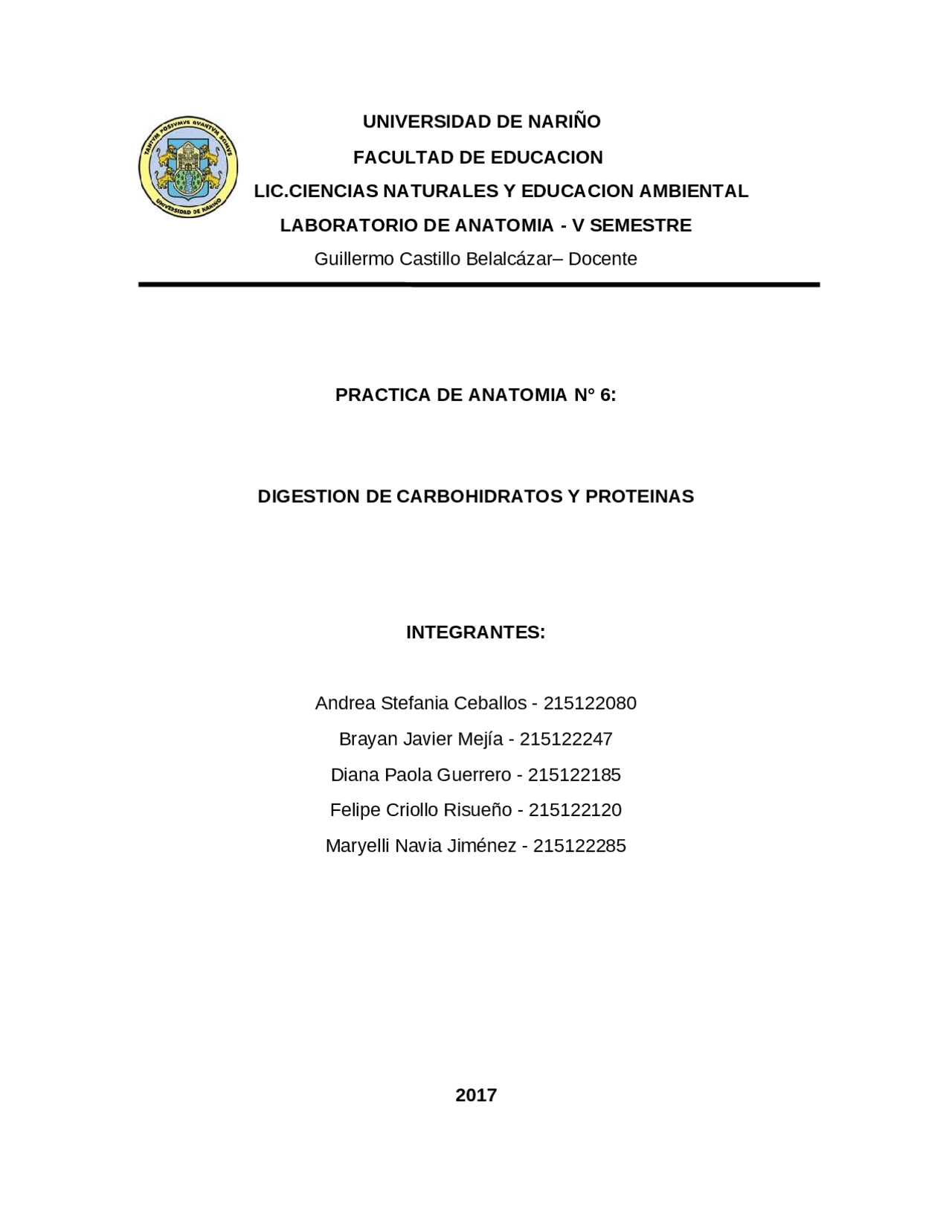 Informe De Anatomía Docsity