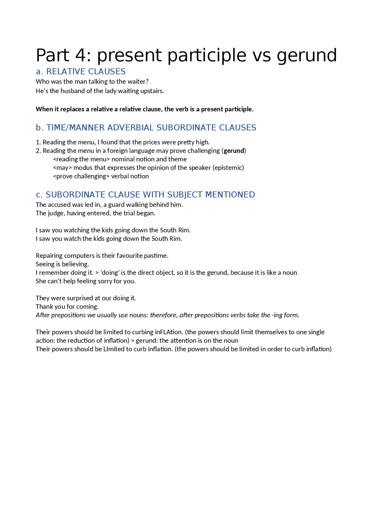 Part 4 present participle vs gerund Franca Poppi - Docsity