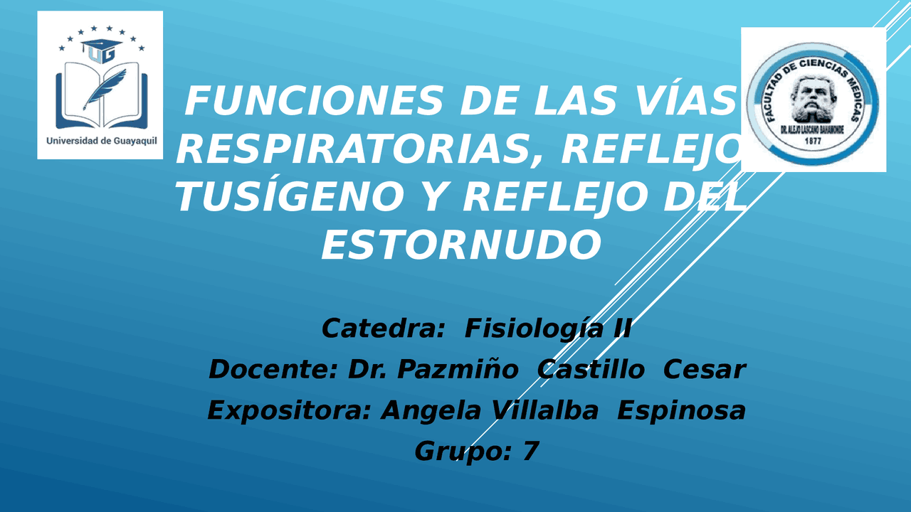 Reflejo Tusígeno o reflejo de la tos | Diapositivas de Fisiología - Docsity