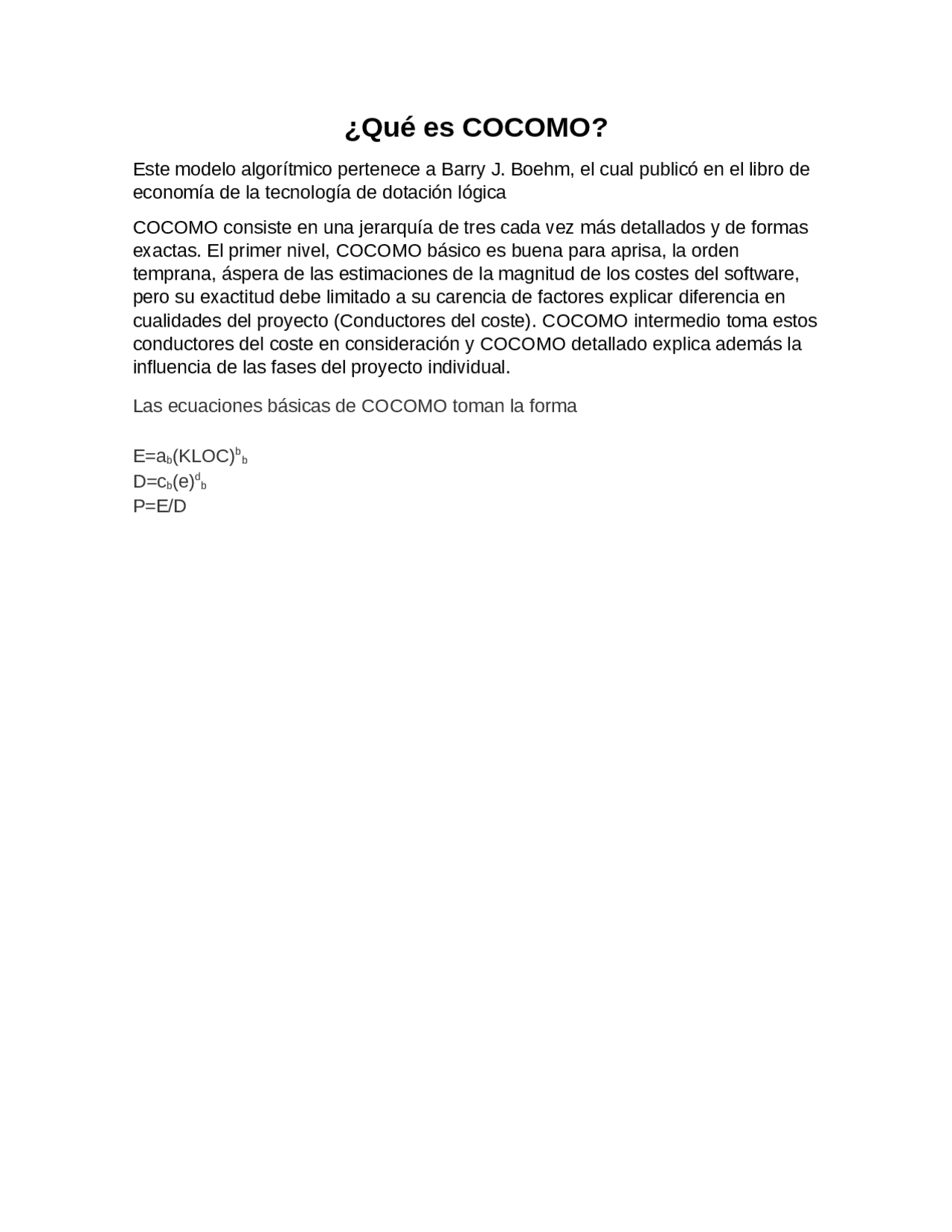 Que es COCOMO en el area de la ingenieria del diseño - Docsity