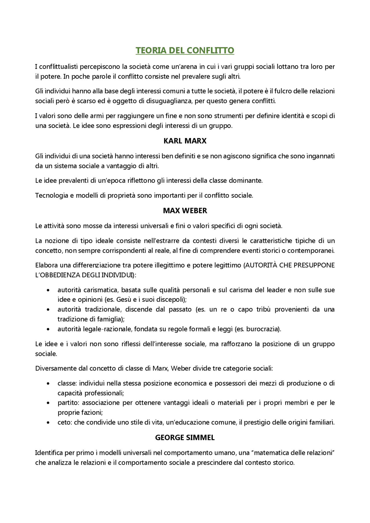 TEORIA DEL CONFLITTO E TEORICI CRITICI - Docsity