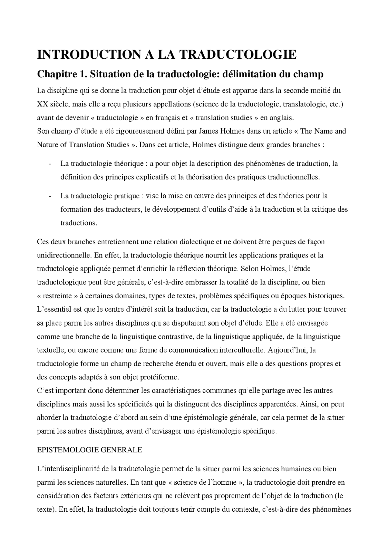 Introduction à La Traductologie Capitoli 1 E 2 Docsity