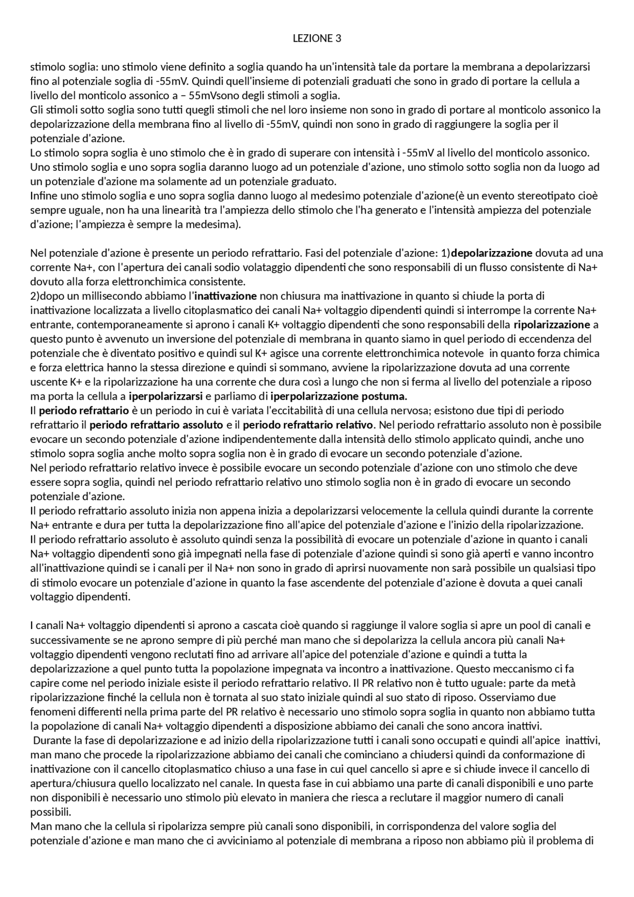 Fisiologia Umana Lezione 3 Sbobinature Di Fisiologia Umana Docsity