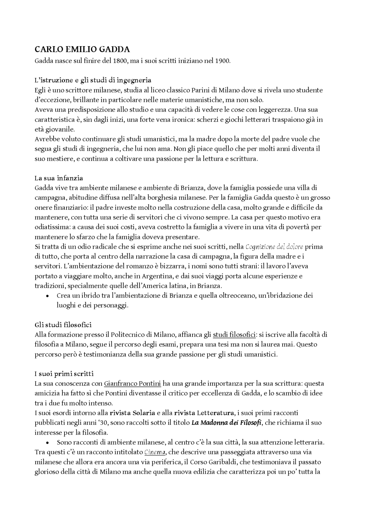 Appunti Carlo Emilio Gadda E Lincendio Di Via Keplero Prof Palmieri