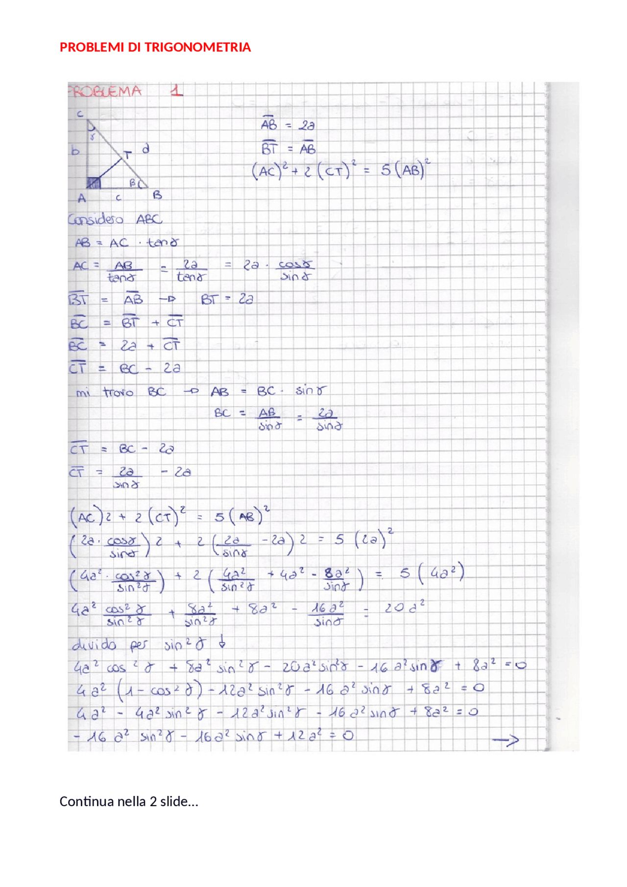 Esercizi Di Trigonometria Docsity