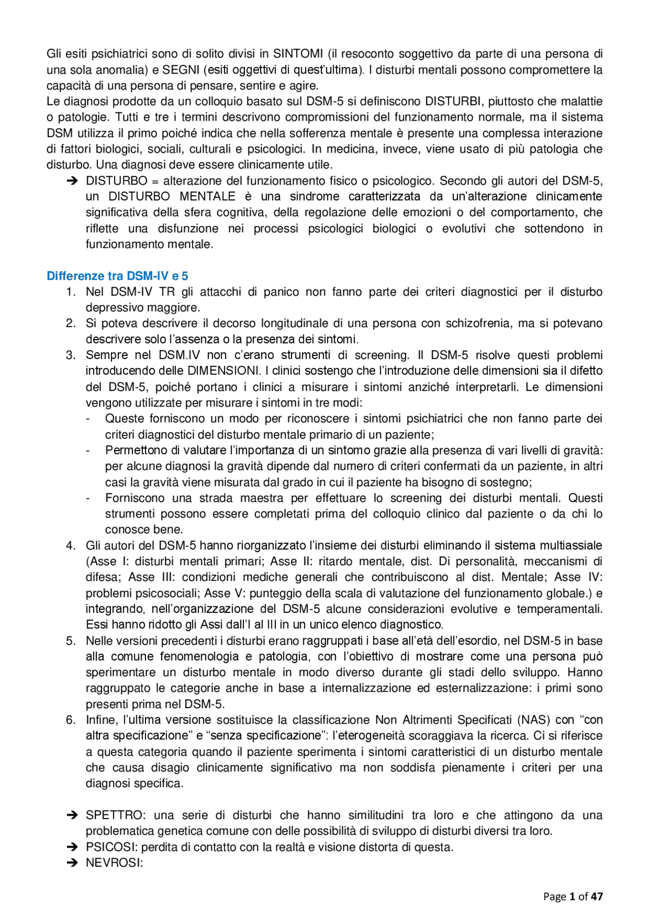 Disturbi Psicopatologici terza prova EDS - Docsity