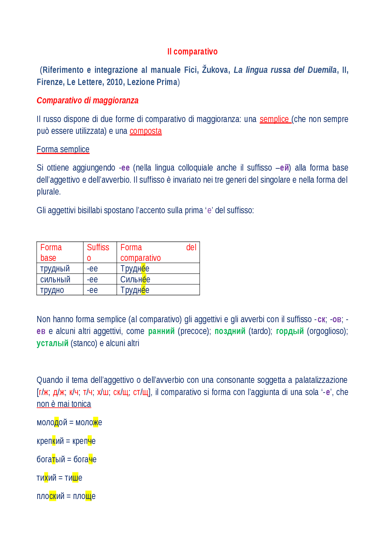 Grammatica Lingua Russa Ii Lectures De Langue Russe Docsity