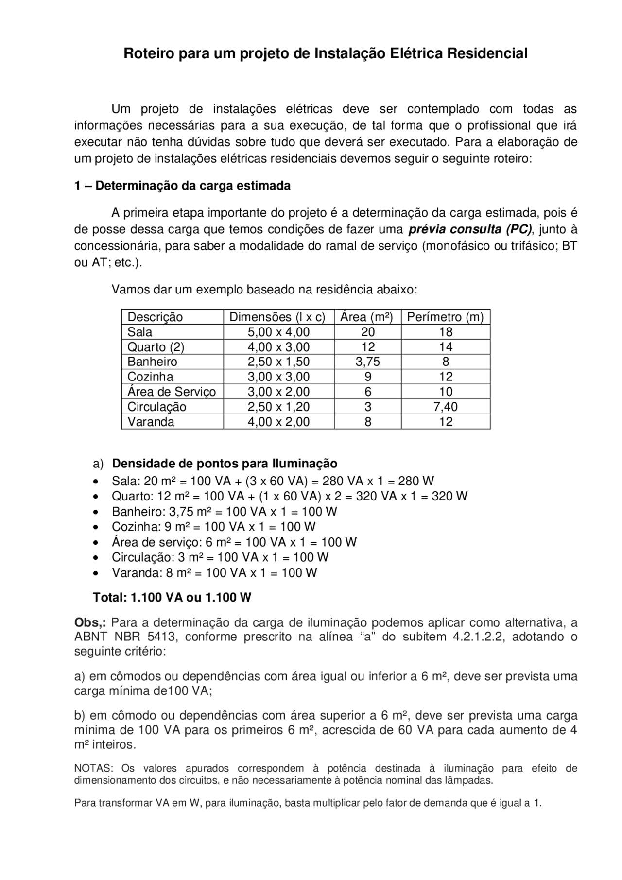 Roteiro Para Projetos De Instalações Elétricas Docsity