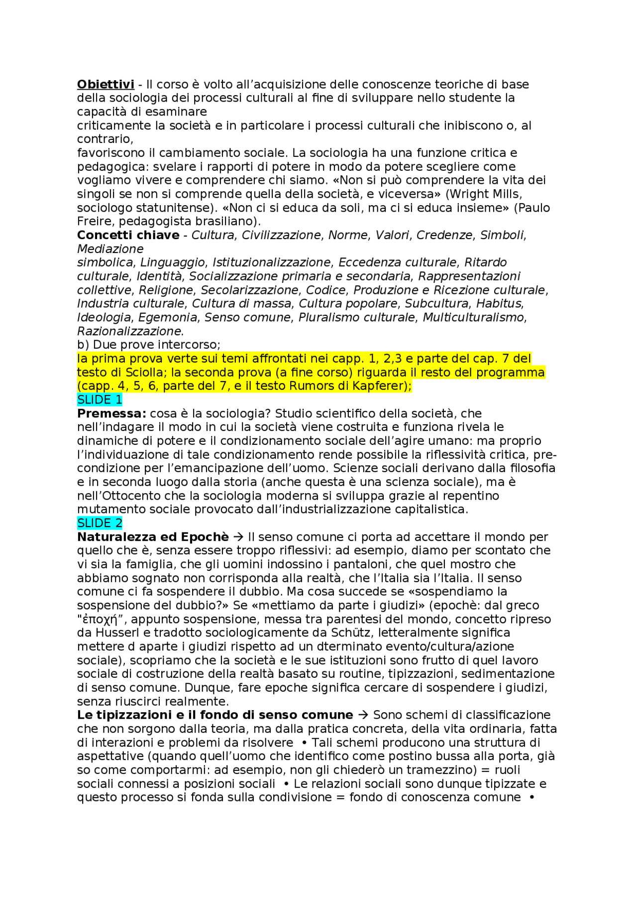 Riassunto Lezioni Processi Docsity