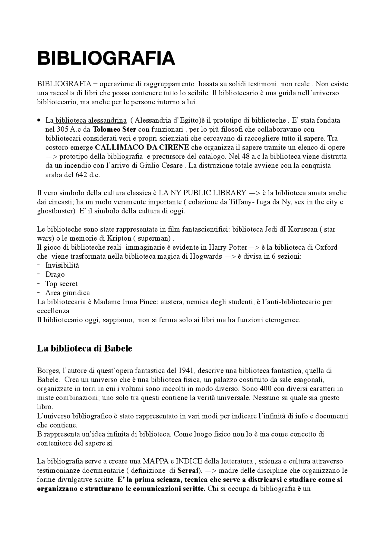 Appunti Lezione Secondo Semestre Bibliografia Docsity