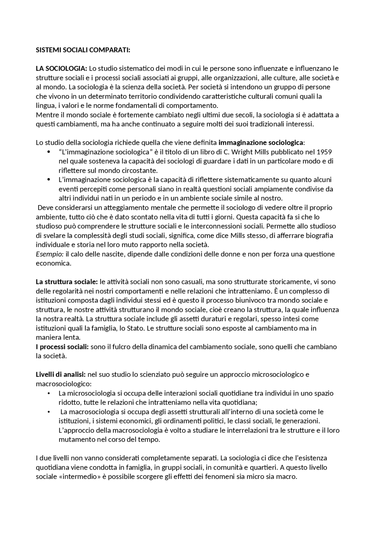 Sistemi Sociali Comparati Docsity