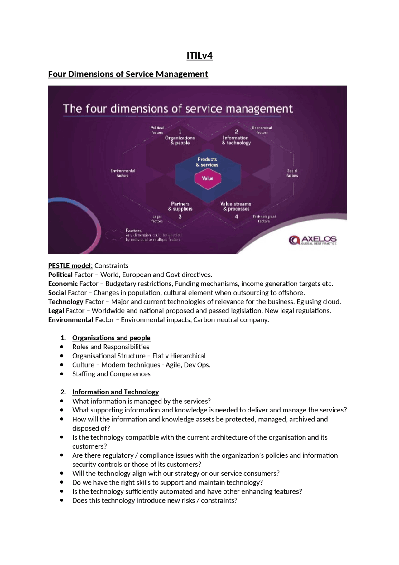 2 - Four Dimensions of Service Management | Study notes Information ...