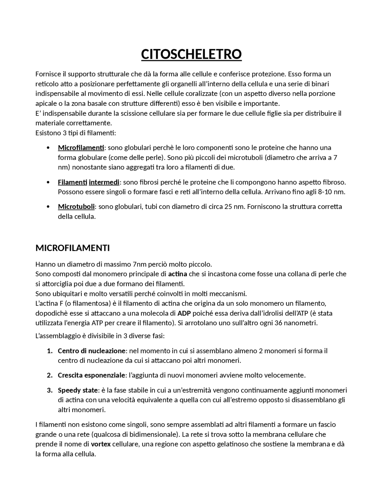 Il Citoscheletro Continuazione Docsity