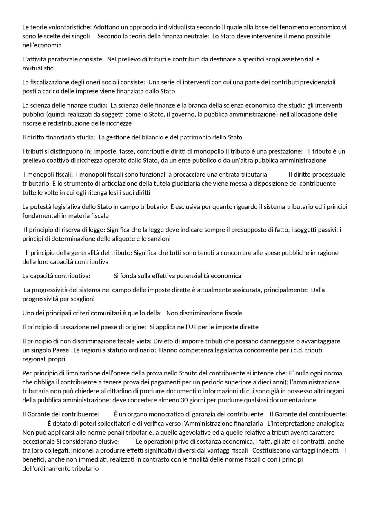 Diritto tributario - Domande e risposte esame - Docsity