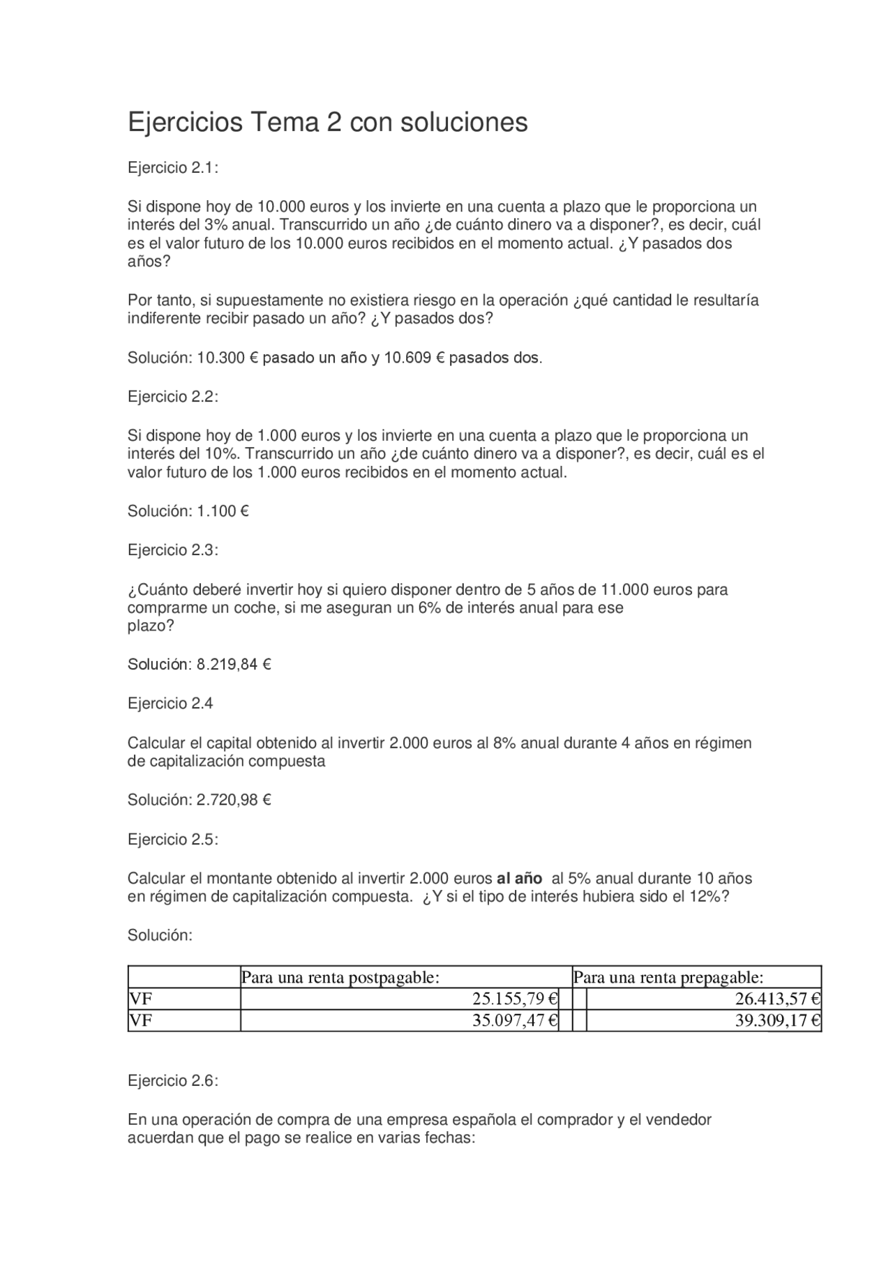 Ejercicios con soluciones - Docsity