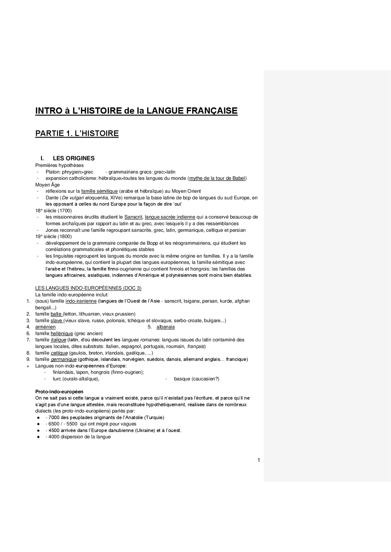 Intro à Lhistoire De La Langue FranÇaise Docsity