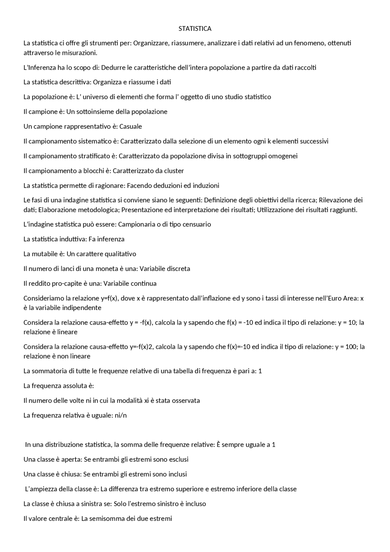 Statistica Domande E Risposte Esame Docsity