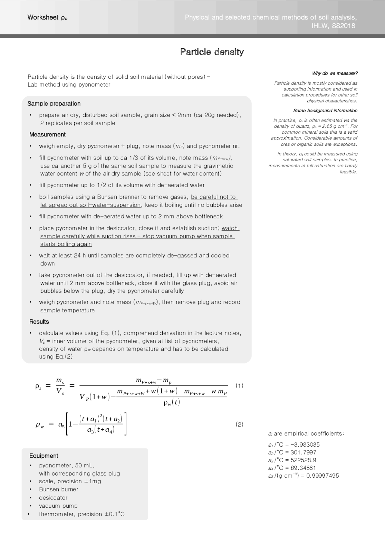 Soil Analysis: Particle density - Docsity