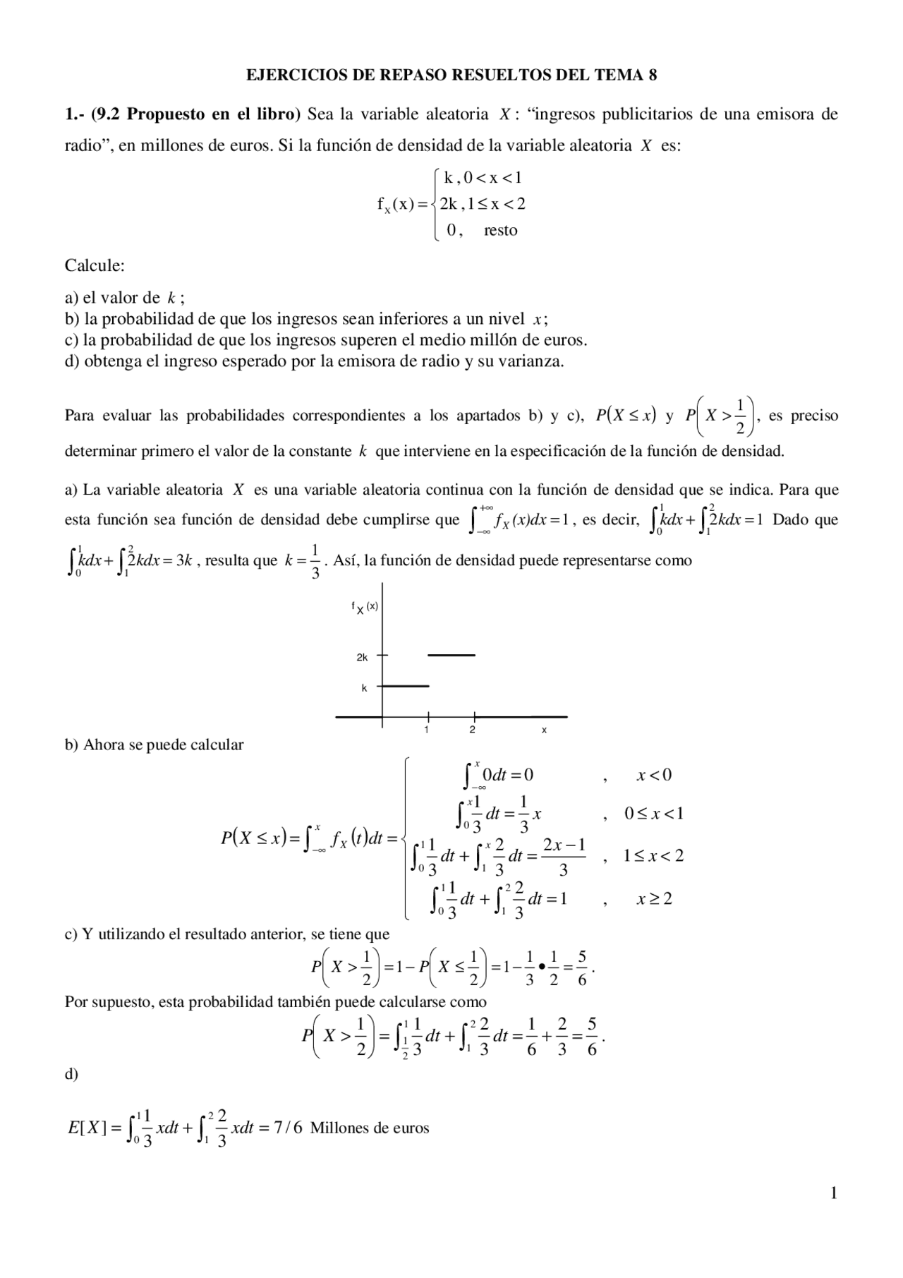 Ejercicios de Repaso Resueltos del Tema 8: Probabilidad y Variables Aleatorias | Ejercicios de ...