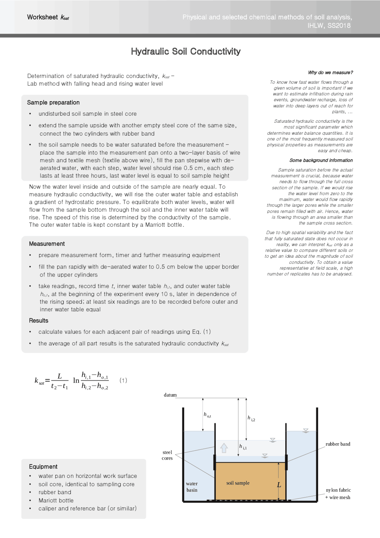 Hydraulic Soil Conductivity - Docsity