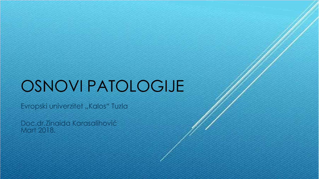Patologija slajdovi slajdovi | Slajdovi' predlog Patologija - Docsity