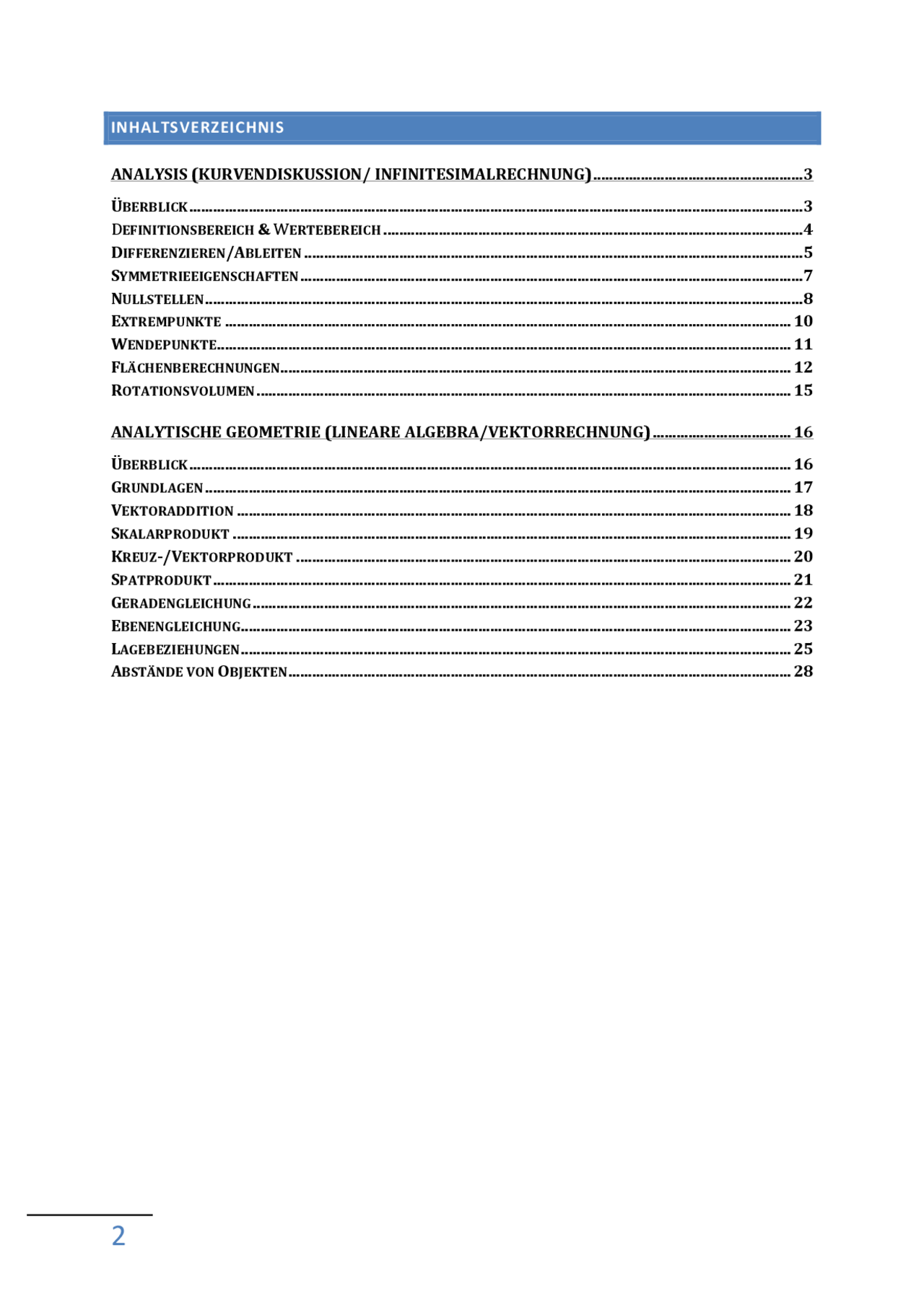 Mathematik Abitur Leitfaden Docsity