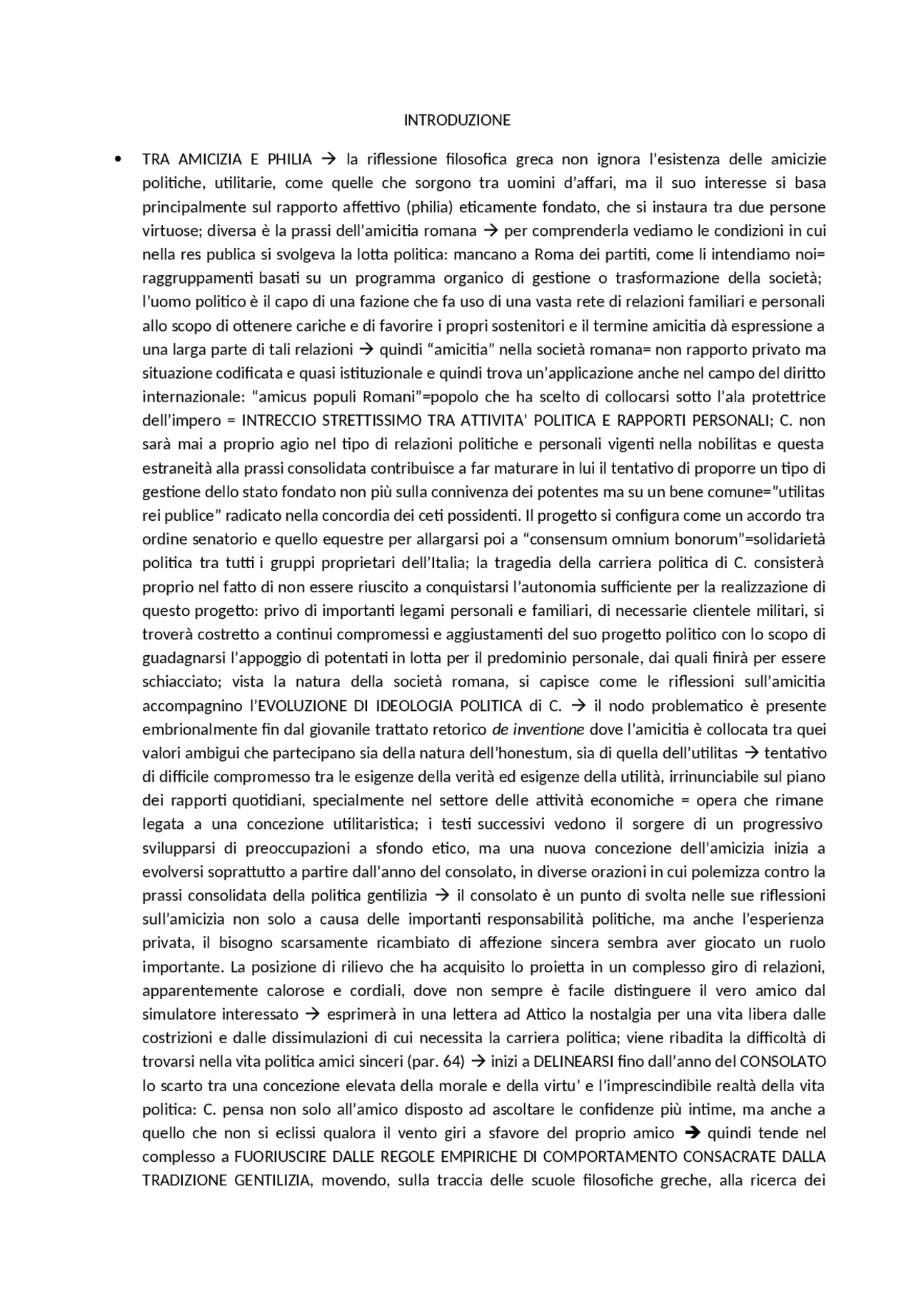 De Amitia Riassunto Per Paragrafi Di Contenuto E Introduzione Docsity